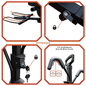 HYPERAX Blast 2 -Hitch Mounted E Bike Rack Carrier for 2 inch/1.25-inch Hitch- Fits Up to 2 X 55 lbs E Bikes MTBs Gravel Road Bikes with Up to 3-inch Tires Suitable for SUV, Trucks, Sedan, NO RV USE!