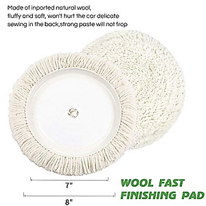 OTUAYAUTO 7 inch Buffing Polishing Pad - 5pcs Waffle Foam, 1pc Wool Polishing Pad and a M14 Threaded Polisher Grip Backing Plate