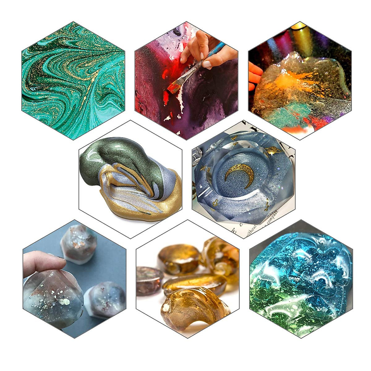 Mica Powder - 120g Natural Epoxy Resin Dye Set - Pearlescent Color Pigment for Soap Making, Slime, Nail Polish, Bath Bomb, Paint Colorant (8 Colors)