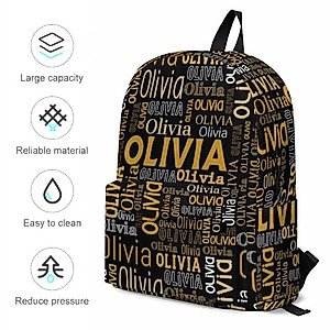 ihnlutzc Custom Name Backpack, Personalized Schoolbag with Name for Boys Girls Kids, Customized Casual Backpack with Name Gifts for School Travel Picnic Camping Hiking