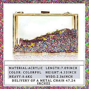 JeVenis Womens Transparent Sequins Chain Clutch Evening Handbag Party Cross-body Purse (New Multicoloured)