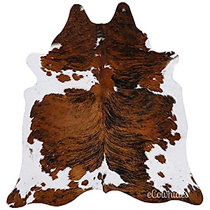 ecowhides | Genuine Cowhide Rug, Cowskin, Tricolor, Western Home Decor, Premium Quality, Living Room Accessories, (X-Large) 7 x 6 ft