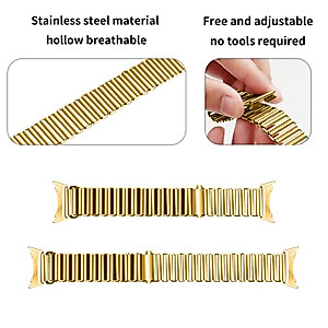 Aottom Metal Band Compatible with Google Pixel Watch Band Stainless Steel Metal Waterproof Strap, Adjustable Bracelet Replacement Wristband for Women Men (Gold)