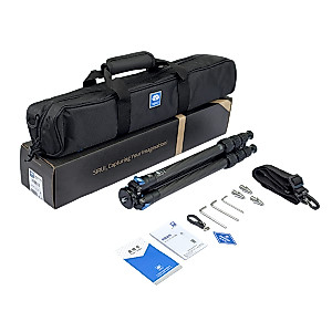 SIRUI AM-254 Carbon Fiber Camera Tripod, 47" Lightweight Compact Travel Tripod, 4-Section Legs, Twist Locks, Steel Spikes, Loads up to 26.5lbs/12kg