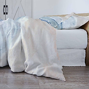 Lsrtoss Navy Blue Summer Beach California King Duvet Cover Set, Coastal Nautical Ocean Seaside Microfiber 3 Piece Bedding Set with 2 Pillowcases & 1 Quilt Cover, 92" W x 106" L, California King Size