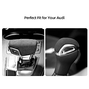 Alfanxi Gear Shift Knob Cover Alcantara Material Trim Compatible with A6 A6L A7 A4L A5 Q5L Q7 Q3 A4 Q5 S6 S7 A3 S3 Q2L (Type F)