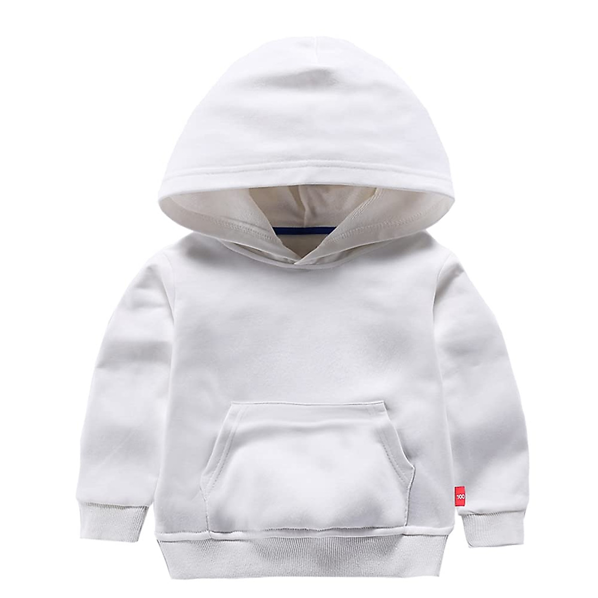 TeTii Baby Toddler Kids Boy Girl Solid Casual Pocket Hoodie Sweatershirt Pullover White