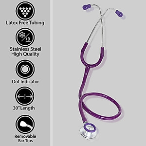 Stethoscope For Doctors And Nurses Micro Plus Aluminium Acoustic Waterproof Lightweight Chest Piece with Flexible Latex Free Tube & Soft Sealing Ear Knobs