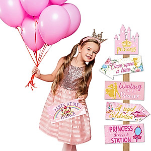20 Pieces Princess Birthday Party Decorations Princess Welcome Sign Princess Directional Signs Castle Princess Decorations Princess Sign for Girl Birthday Baby Shower Party Supplies, 10 Styles
