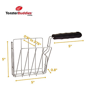 ToasterBuddies TOASTER BUDDIES, 2-Piece, Toaster basket, Sandwich Racks, 2 Slice-Toaster, Compatible with allmost all pop-up toasters, Toaster gadget, Regular, Black