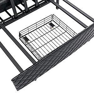 FANYE Black PU Leather Tufted Both Side Pockets Storage Basket, 46.06”29.92”31.10