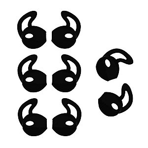 ALXCD Ear Gel, Ear Tips for iPhone, Ear Buds Tips Bumper, 4 Pair Black Anti-Slip Soft Silicone Replacement Earbud Tips for Earphone of iPhone SE 6s iPhone 6s Plus 5s [Sport] (Black 4 Pair)