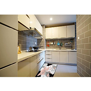 Guitong Long Kitchen Area Rugs Standing Mat Non-Fatigue Chef Mats Rug Non-Slip Distressed Runner Rugs Carpet Softy Waterproof Polyester ﻿Colorful Pig Kitchen Home Decor 39x20 inch