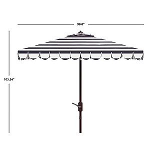 Safavieh PAT8411D Outdoor Vienna Black and White 7'6" Square Crank UV Protected Umbrella