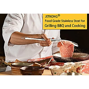 JETKONG 12-Inch Kitchen Tweezer Tongs Stainless Steel Cooking Tweezers Curved Tips Tweezers for Cooking, Grilling and Repairing