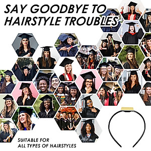 KHG 2 Pack Graduation Cap Headband, Grad Cap Headband Insert for Curly Hair and Other Hairstyles, Adjustable Headband Secured Holder for All Hats