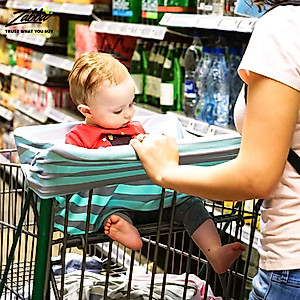 Car Seat Covers for Babies - Stretchy, Lightweight, and Extra Soft Nursing Cover - Multiuse - Covers Carseat, High Chairs, Shopping Carts - Bonus Infant Baby Beanie and Bag (Blue and Grey)
