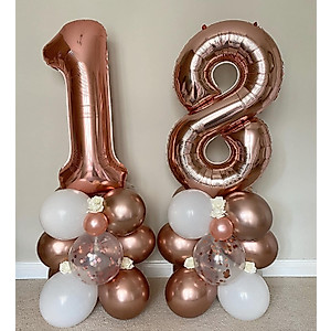 40 Inch Rose Gold 18 Number Balloons Giant 18 Balloons Rose Gold Birthday 18 Balloons 18th Birthday Anniversary Party Decorations Supplies
