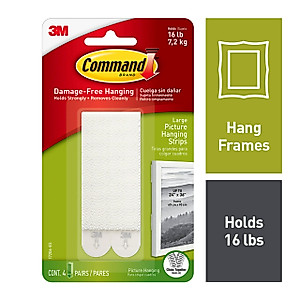 Command 17206 Picture Strip, Detachable, 7200 g, 4 Sets of 2 Stripes, Size L, White