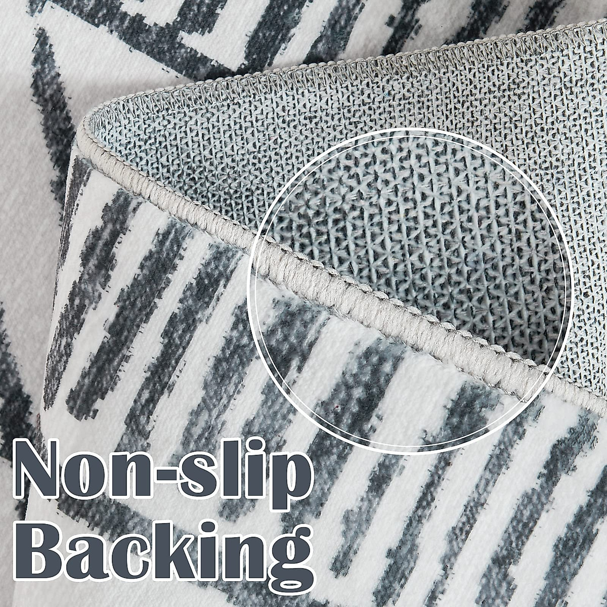 jinchan Runner Rug 2x5 - Moroccan Hallway Rug Bohemian Kitchen Washable Runner Rug with Rubber Backing Modern Soft Rug Indoor Non Slip Carpet for Entryway Bathroom Laundry Room Farmhouse Grey