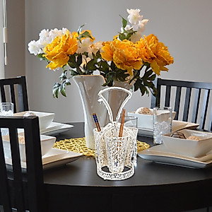 Cabilock Metal Utensil Caddy Silverware Organizer Cutlery Holder 3-Section Coffee Spoon Dessert Fork Holder Utensil Tabletop Centerpiece for Coffee Bar Dining Room Kitchen