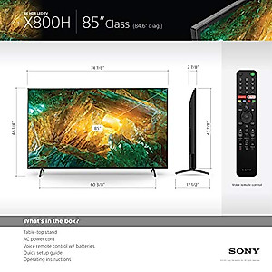 Sony X800H 85-inch TV: 4K Ultra HD Smart LED TV with HDR and Alexa Compatibility - 2020 Model