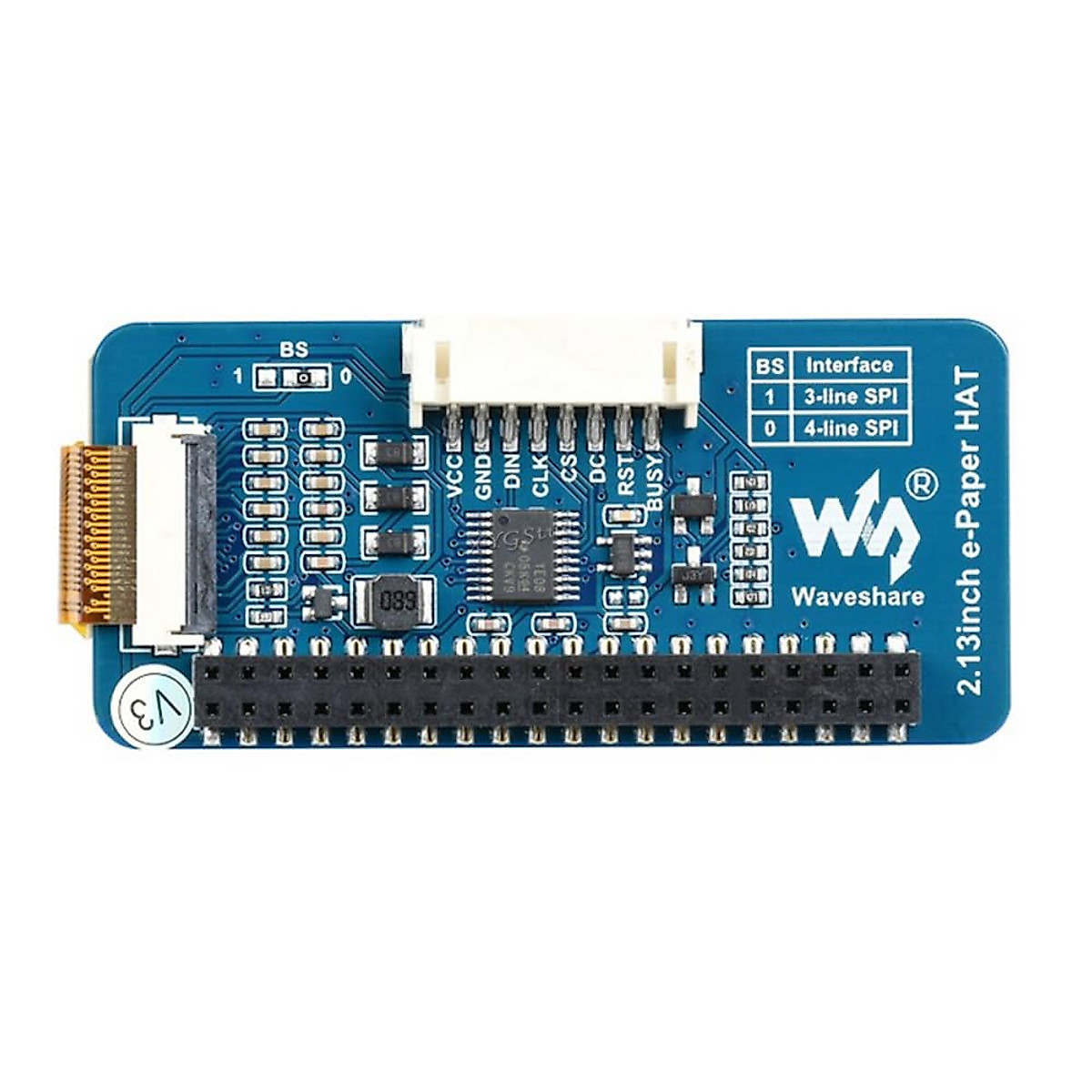 Newest 2.13inch E-Ink Display HAT (V4) Compatible with Raspberry Pi 5/4B/3B+/3B/2B/B+/A+/Zero/Zero W/WH/Zero 2W Series Boards 250x122 Resolution SPI Interface Supports Partial Refresh @XYGStudy