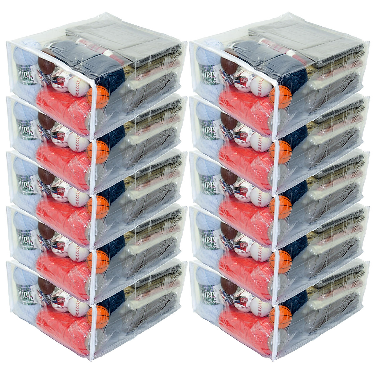 10-Pack Heavy Duty Vinyl Zippered (Clear) Large Storage Bags 15" x 18" x 7" for Sweaters, Blankets, Throws, Pillows, Quits (8.2 Gallon)