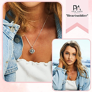 PYA “Heartsoldier” angel caller necklace 925 sterling silver 18 inch with pendant and sound ball | Individual women's jewellery made of heart pendant, guardian angel necklace and chime ball. (Rosé)