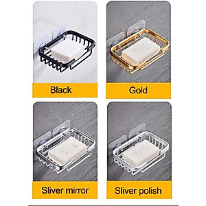 Gold Bar Soap Holder for Shower Wall,Stainless Steel Adhesive Soap Dish for Bathroom,Drill Free Soap Holder Storage Rack Soap Dishes Holders and Dispensers Bathroom Accessories