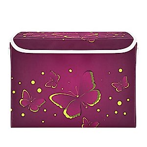innewgogo Butterfly Storage Bins with Lids for Organizing Storage Baskets with Handles Oxford Cloth Storage Cube Box for Cat Toys