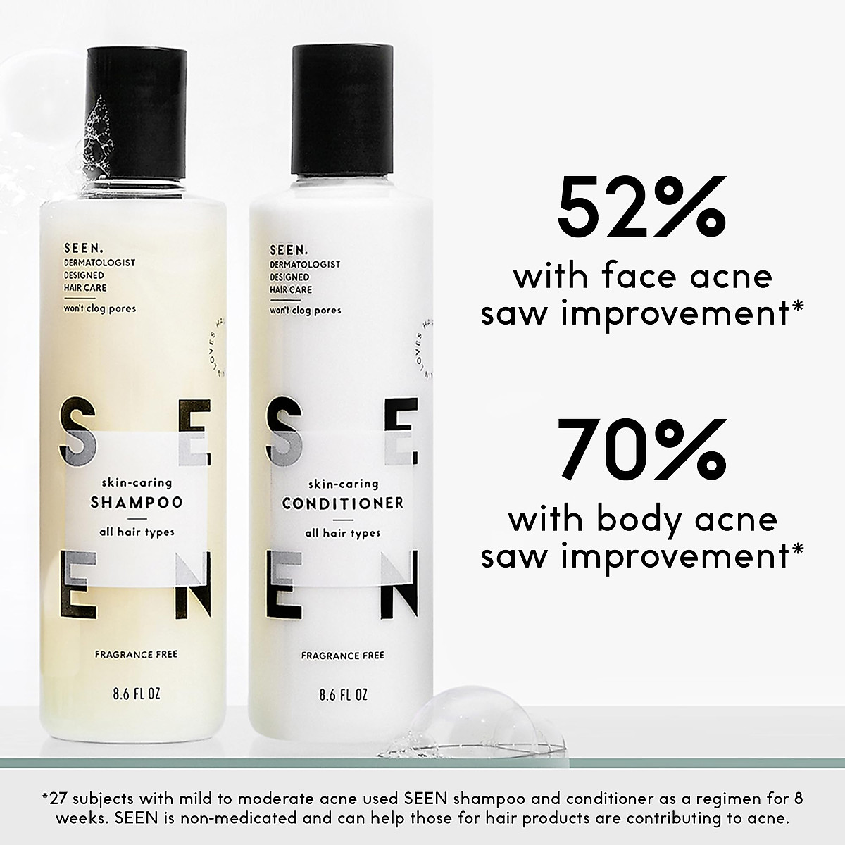 SEEN Travel Trio, Fragrance Free - Non-Comedogenic & Sulfate-Free Blow-Out Hair Cream, Shampoo & Conditioner Set- Reduces Frizz- Heat Protectant- Safe for Sensitive & Eczema Prone Skin