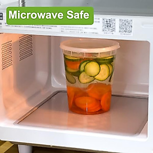 Moretoes 60 Mix Sets Plastic Deli Disposable Food Storage Containers With Airtight Lids, Heavy-Duty Microwaveable Airtight Container For Soups, Meal Prep, Leftovers, Sauces (2 Sizes, 16oz, 32oz)