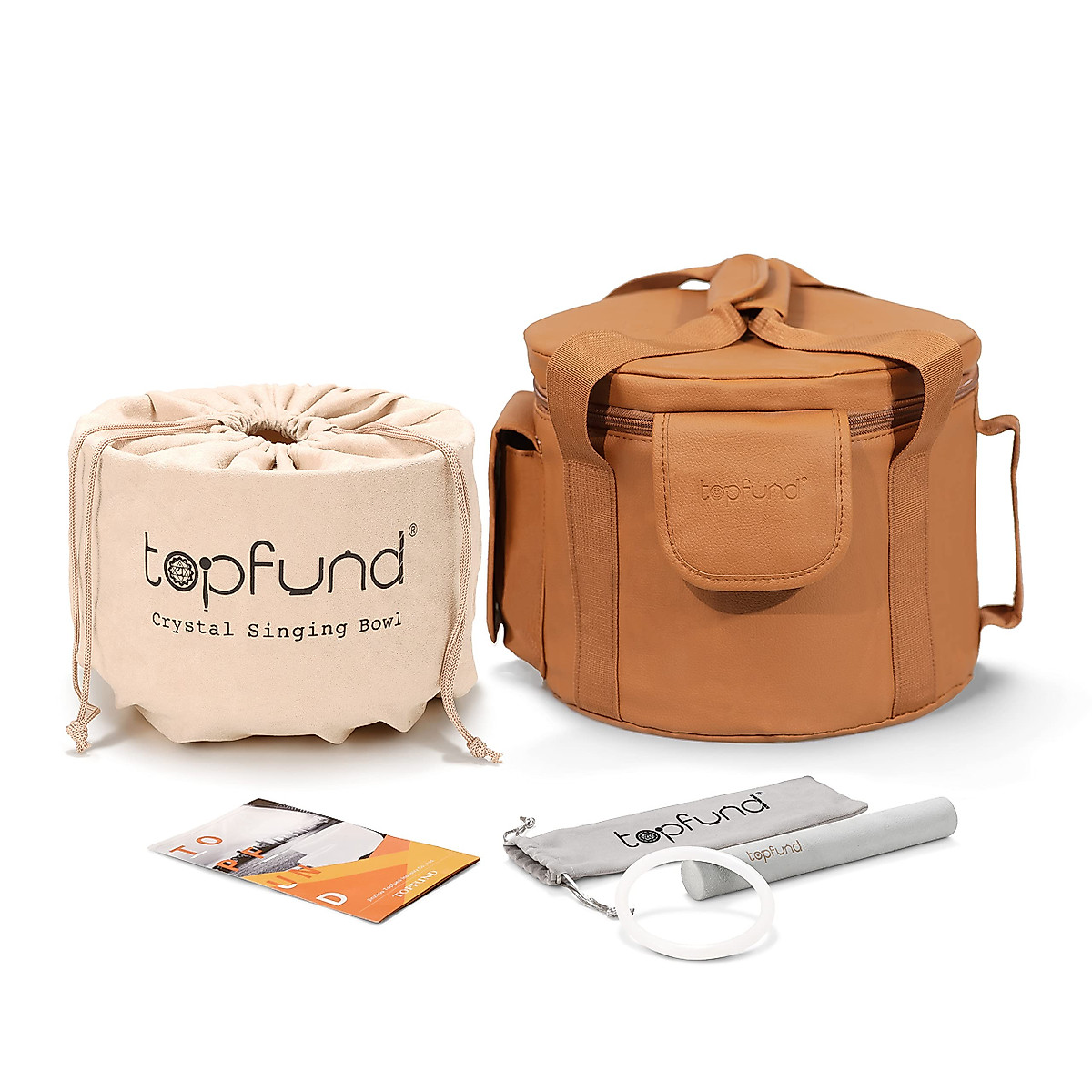 TOPFUND D Note Crystal Singing Bowl Sacral Chakra 11 Inch with Artificial Leather Carrying Case and Suede Mallet