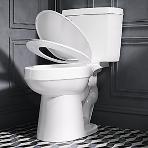 ELLAI Two Piece Elongated Toilets ADA Chair Comfort Height 16.5" Powerful Single Flush 1.28 GPF 12” Rough In with Side Trip Lever, White 28.3"x17.2“x31"