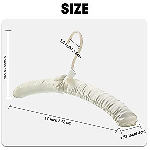 20 Pcs 17 Inch White Satin Padded Hangers for Women Clothing Large Coat Blouse Hanger Fancy Sweater Hangers No Shoulder Bump Nonslip Bride Wedding Dress Hanger Dry Cleaner Hangers for Women Clothes