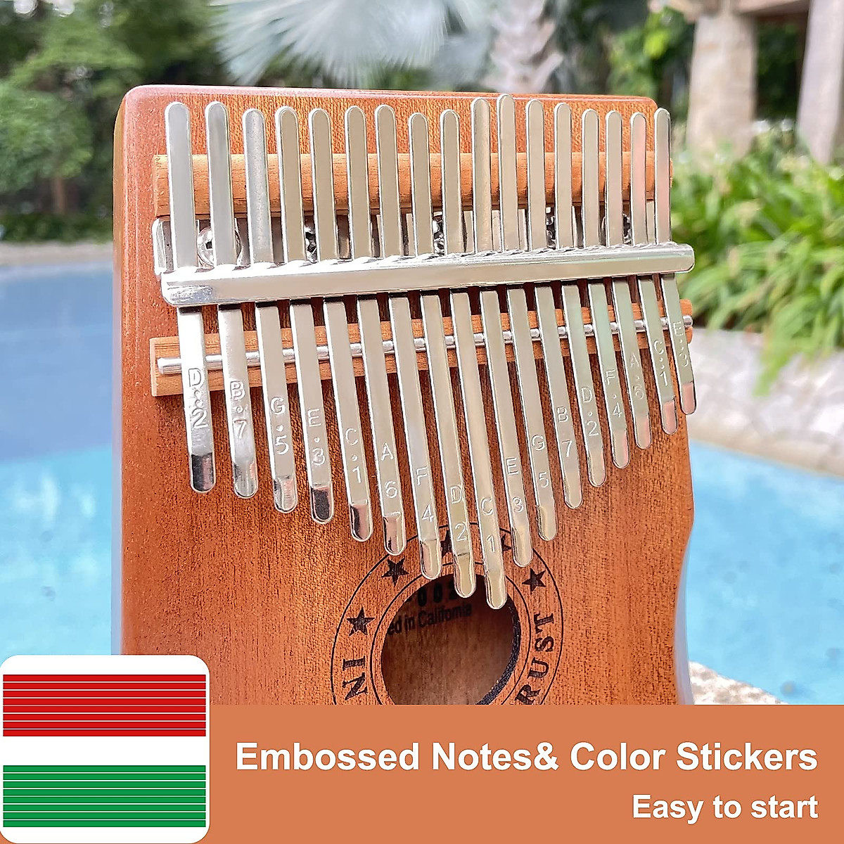 Kalimba Thumb Piano 17 Keys Musical Instruments, Mbira Finger Piano Gifts for Kids and Adults Beginners