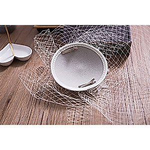 Aimeely Vintage Women Lady Pearl Pillbox Hat Wedding Party Flower Veil Hair Accessory