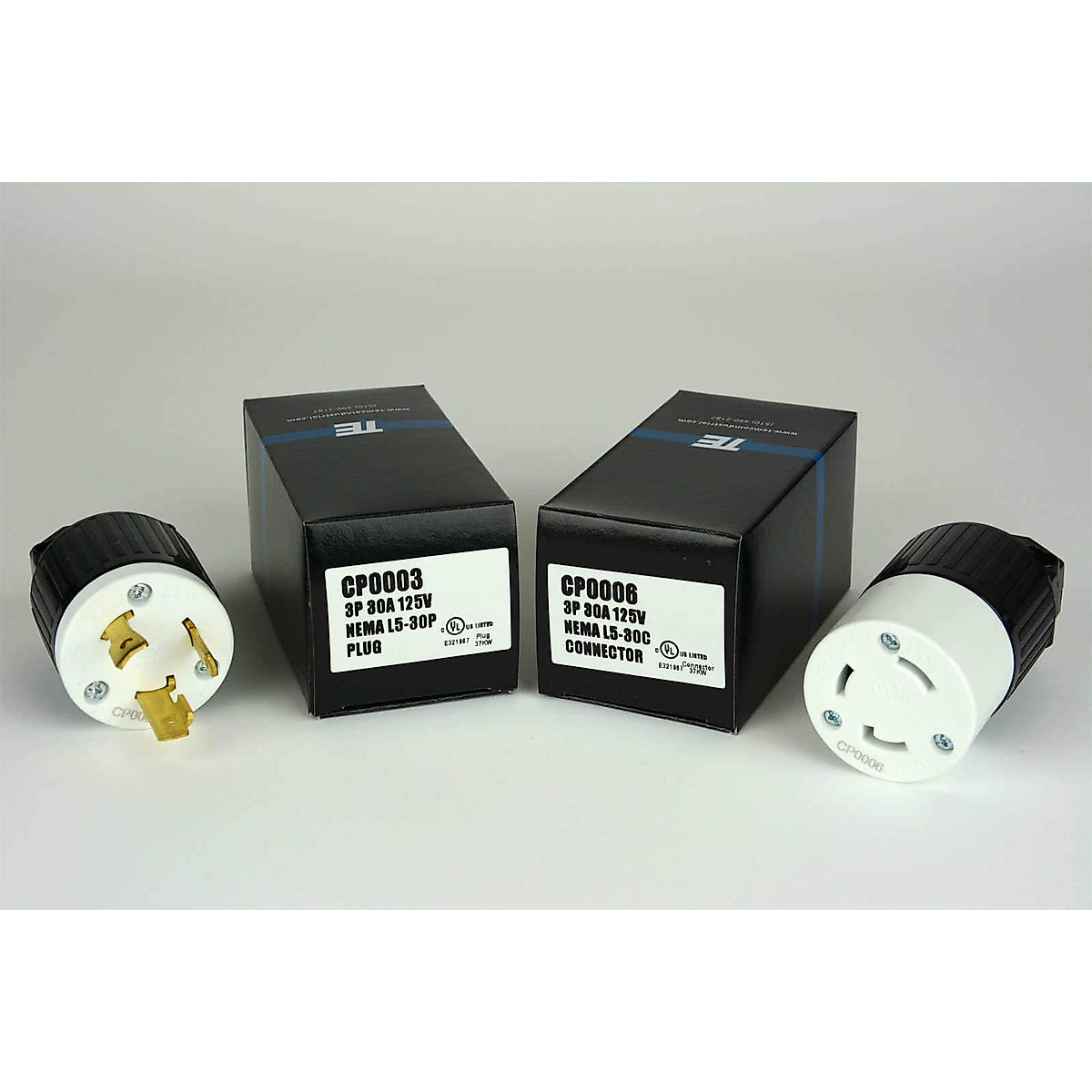 TEMCo Industrial NEMA Replacement Plug UL Listed L5-30 Male, Female, Pair for Generator, RV, Camper, Welder