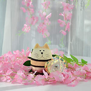 Mandy's 12pack Pink Fake Flowers Artificial Silk Wisteria Vine Ratta Hanging Fake Plants 43” for Home Party Wedding Decorations