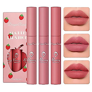 ZARICS 3PCS Nude Matte Lipstick Set, 24 Hour Superstay Natural Nude Lipstick Velvet Smooth Crayon Lip Stain, Long Lasting Waterproof Lip Gloss Lipstick for Women Makeup (Set C)