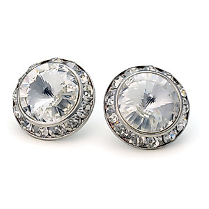 PammyJ Clear 20mm Crystal Framed Post Earrings Wedding Jewelry