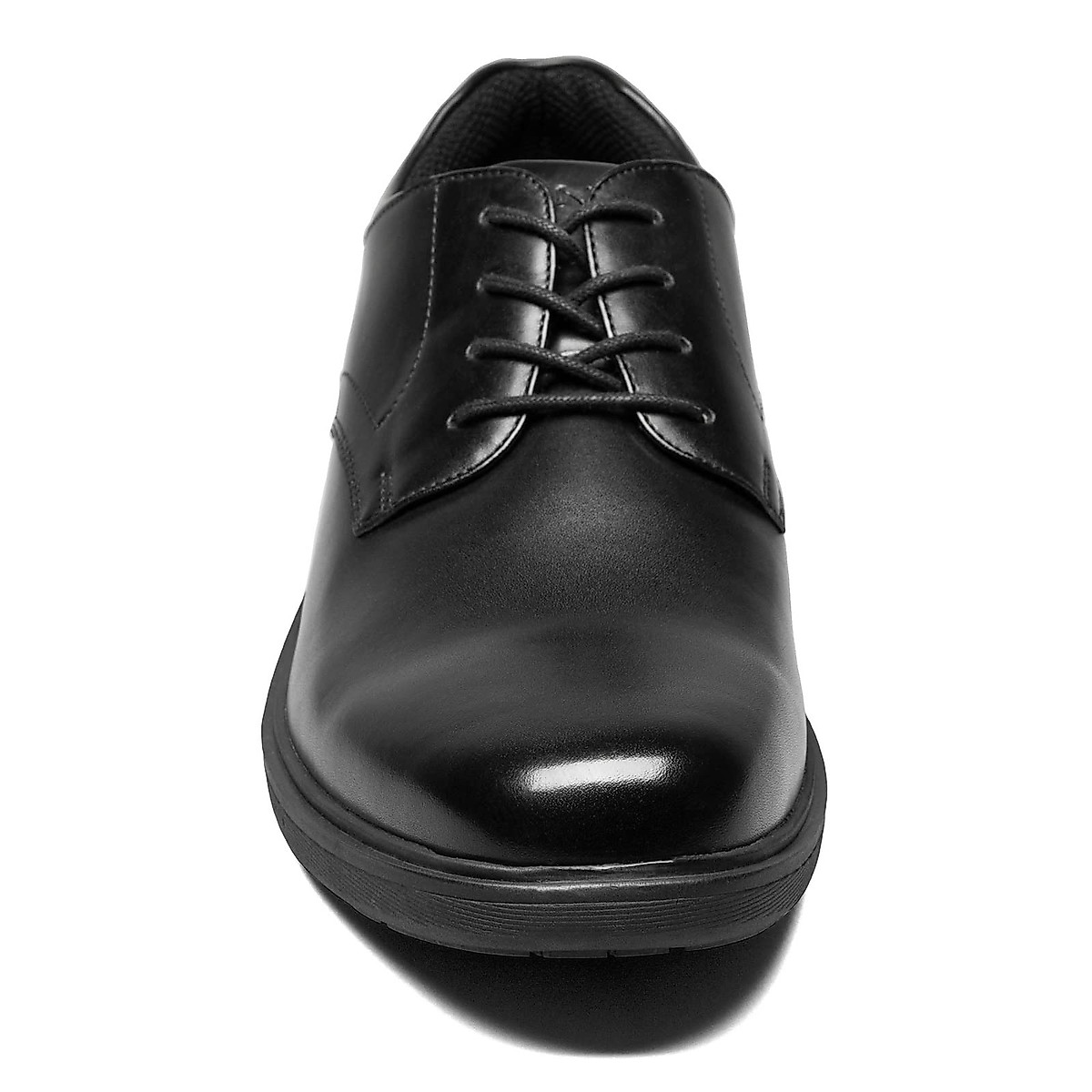 Nunn Bush Men's PRO Plain Toe Oxford with KORE Slip Resistant Comfort Technology, Black, 12 Wide