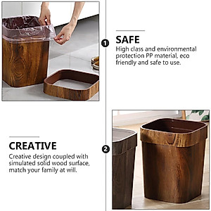 Holibanna Wood Trash Can Wastebasket Round Garbage Can Simulation Wood Rustic Waste Basket Recycling Bin Container for Bedroom, Bathroom, Kitchen, Office 10L 14L