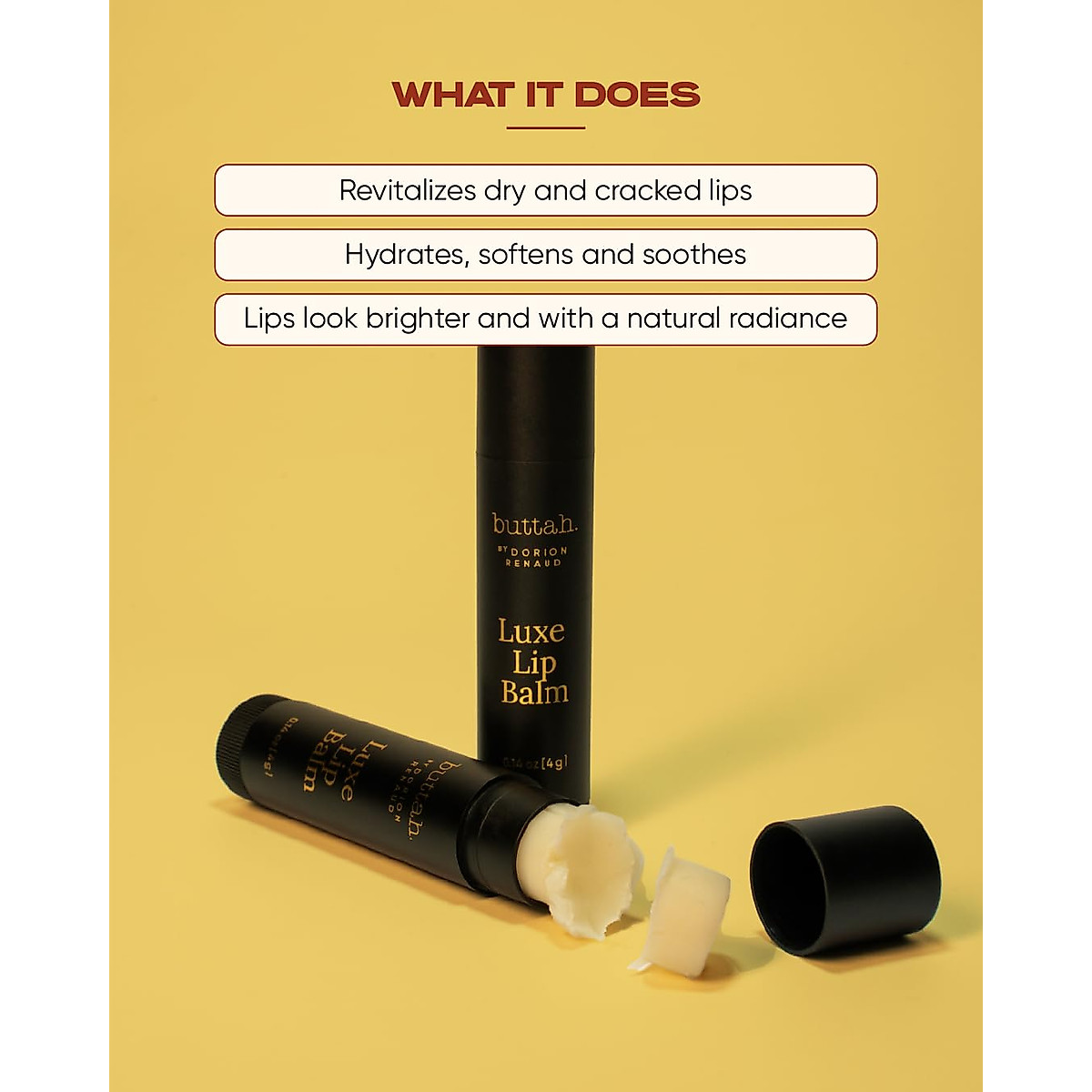 Buttah Skin by Dorion Renaud Luminating & Nourishing Lip Balm .15oz [2 Pack] - Nourishing Lip Balm for Healthy Looking Lips - Shea Butter Lip Balm - Naturally Based Skin Care - Black-Owned Skincare