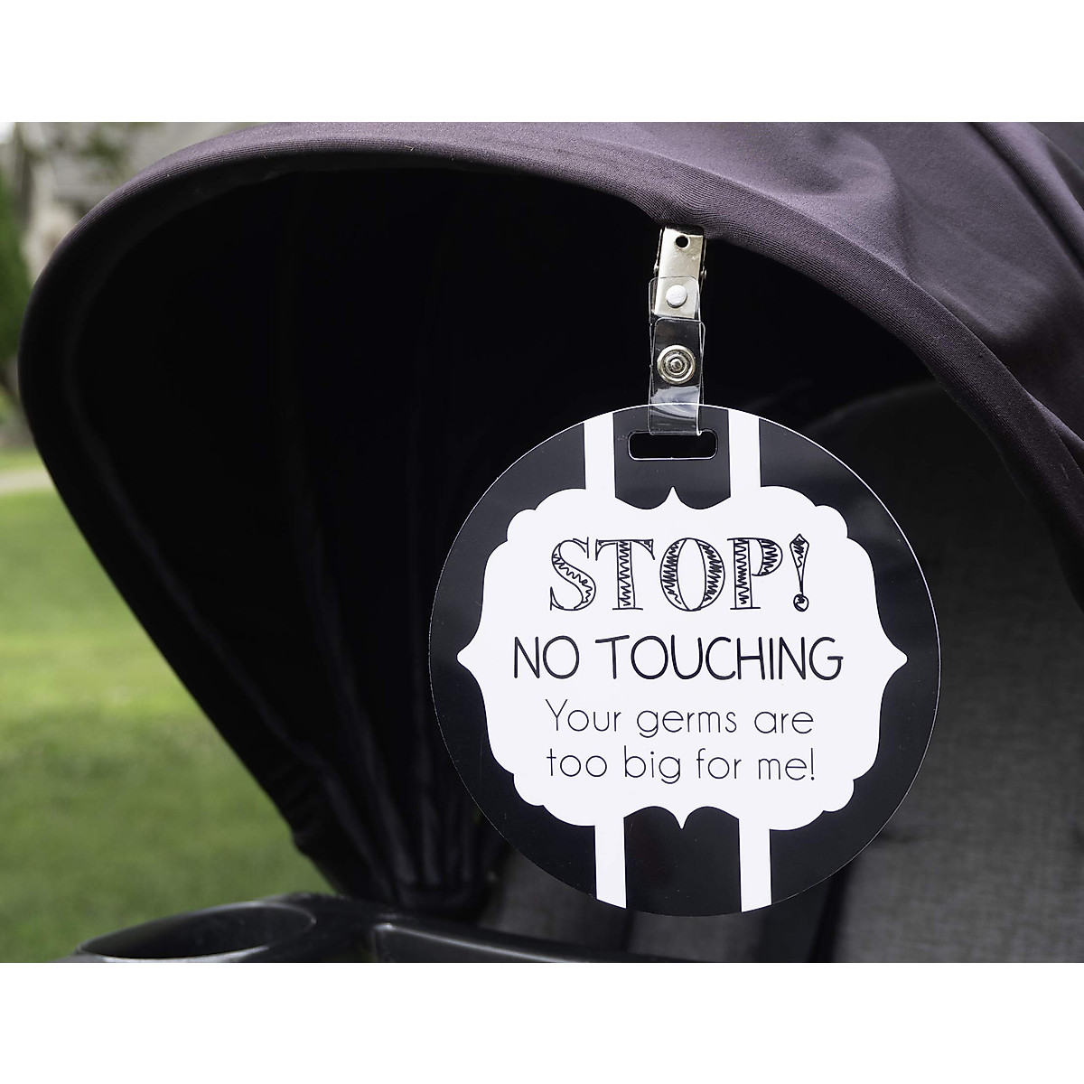 No Touching Baby Car Seat Sign for Newborn Car Seat or Stroller (Black & White)
