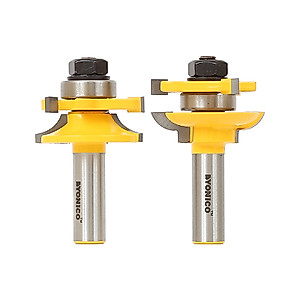 YONICO Cabinet Door Rail and Stile Router Bits Set 2 Bit Round Over 1/2-Inch Shank 12238