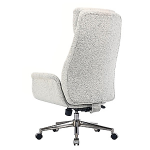 Realspace® Modern Comfort Pizana Bouclé Fabric High-Back Executive Office Chair, Light Sand/Brushed Nickel, BIFMA Compliant