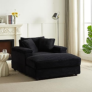 Deep Seat Convertible Modular Sectional Sofa with Movable Ottoman Sets, Comfy Corduroy Upholstered Cloud Couch with Detachable Seat&Back Cushion, Free Combination Corner Sofabed for Living Room