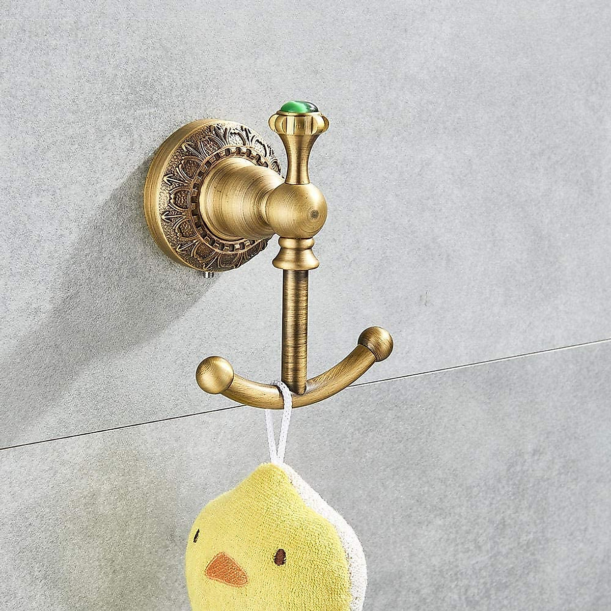 CELIKA Self Adhesive Hooks,Retro Hook,Double Robe Hook Antique Double Robe Hook Clothes Hooks Bathroom Antique Brass Coat Hat Hangers Towel Rack Solid Brass Vintage Style Dual Hangers Wall Mounted